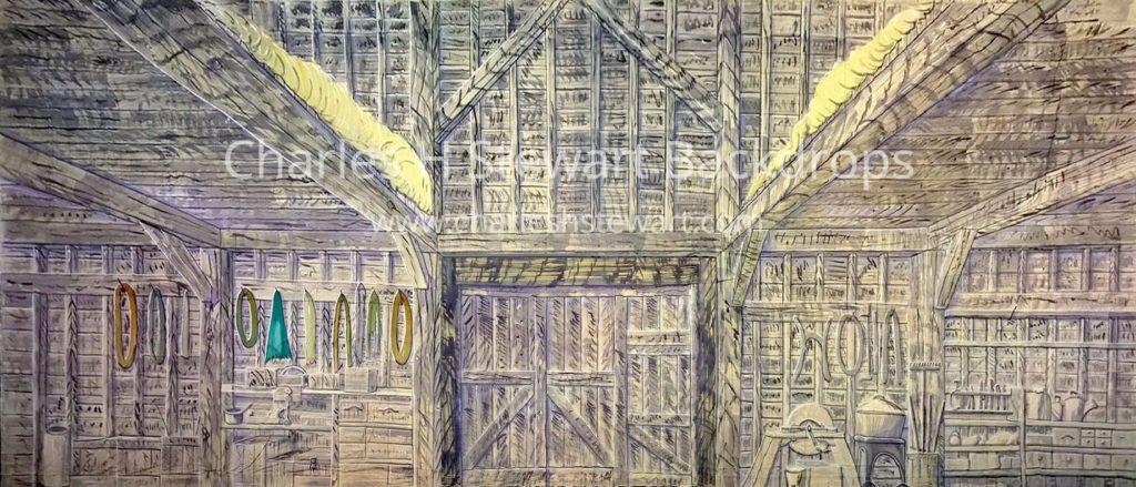 Barn Interior Cut with Backing Backdrop For Rent by Charles H. Stewart