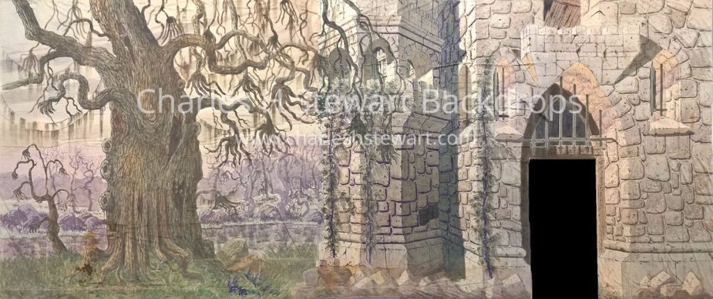 Wicked Witch's Castle Exterior Cut Backdrop For Rent by Charles H. Stewart