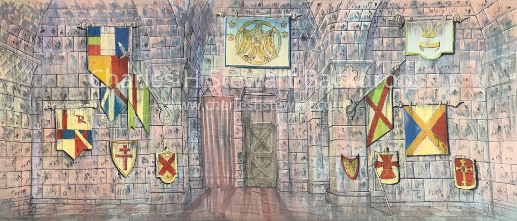 Medieval Castle Great Hall Backdrop by Charles H Stewart 1492