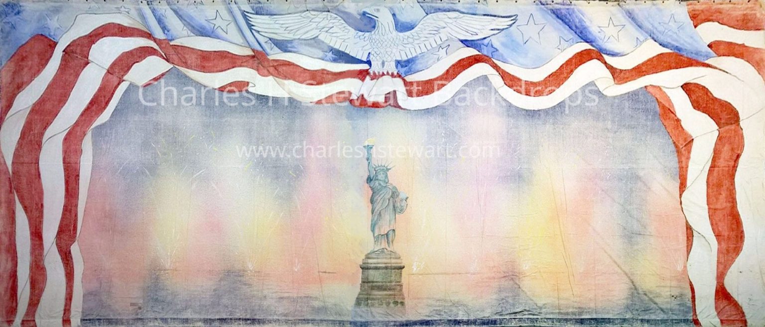 Patriotic Statue of Liberty Backdrop for Rent | Backdrop Size 18x42