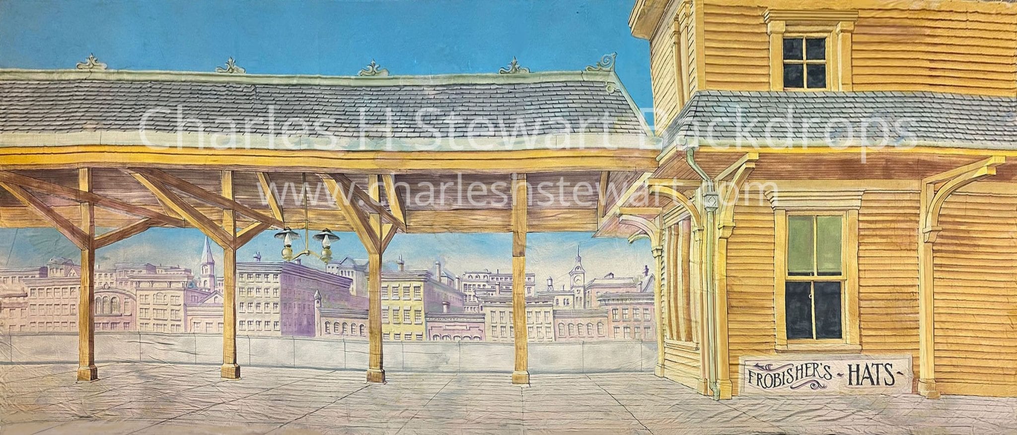 Outdoor Train Station Backdrop - Backdrops by Charles H. Stewart