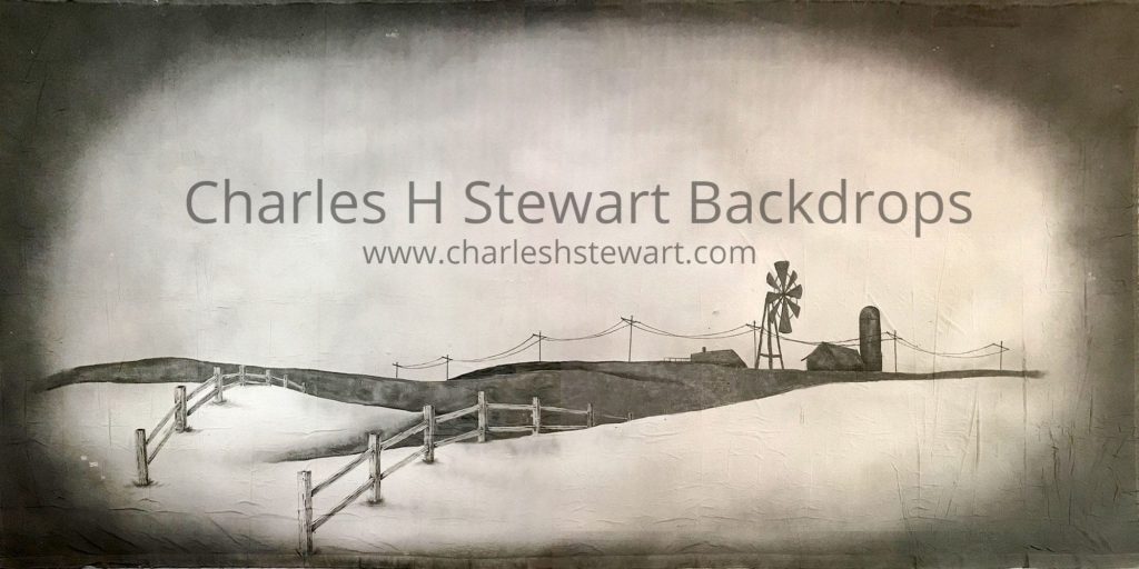 Black and White Farm Scrim Backdrop For Rent by Charles H. Stewart